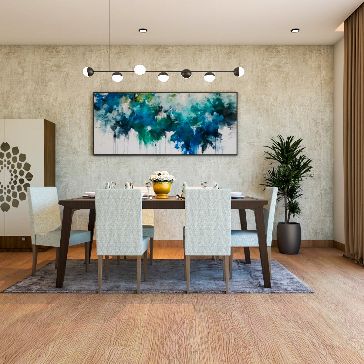 Spacious Dining Room Design With A 6-Seater Table | Livspace