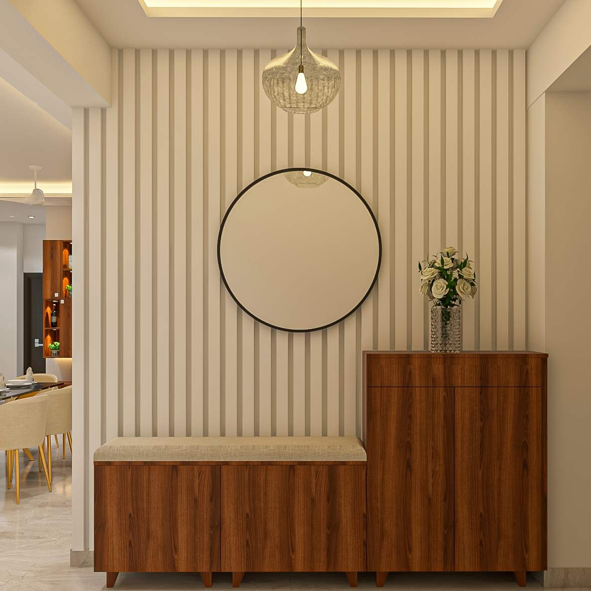 Modern Spacious Foyer Design With Shoe Rack Livspace