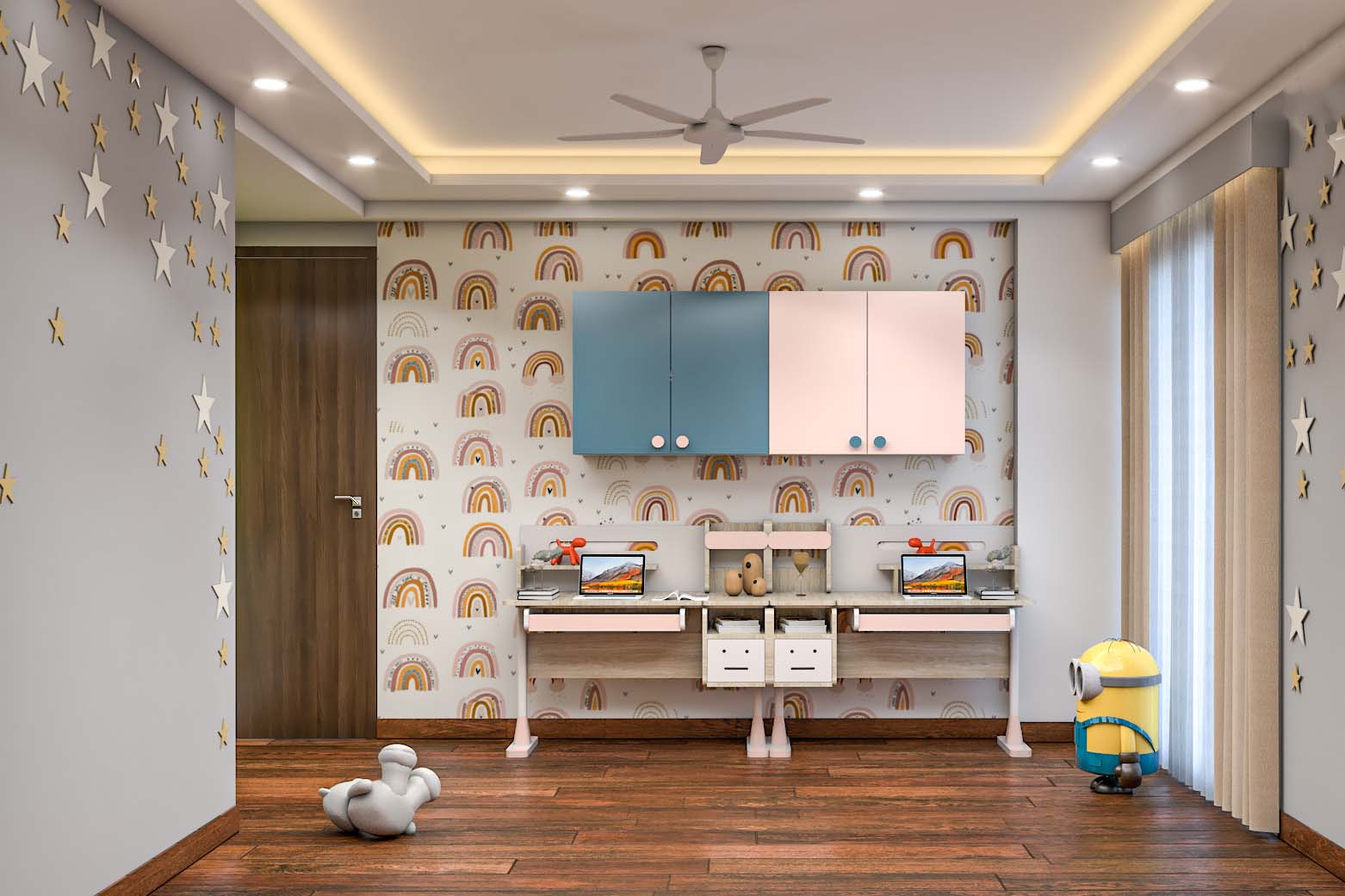 Modern Home Office Design With Separate Workdesks and Storage | Livspace