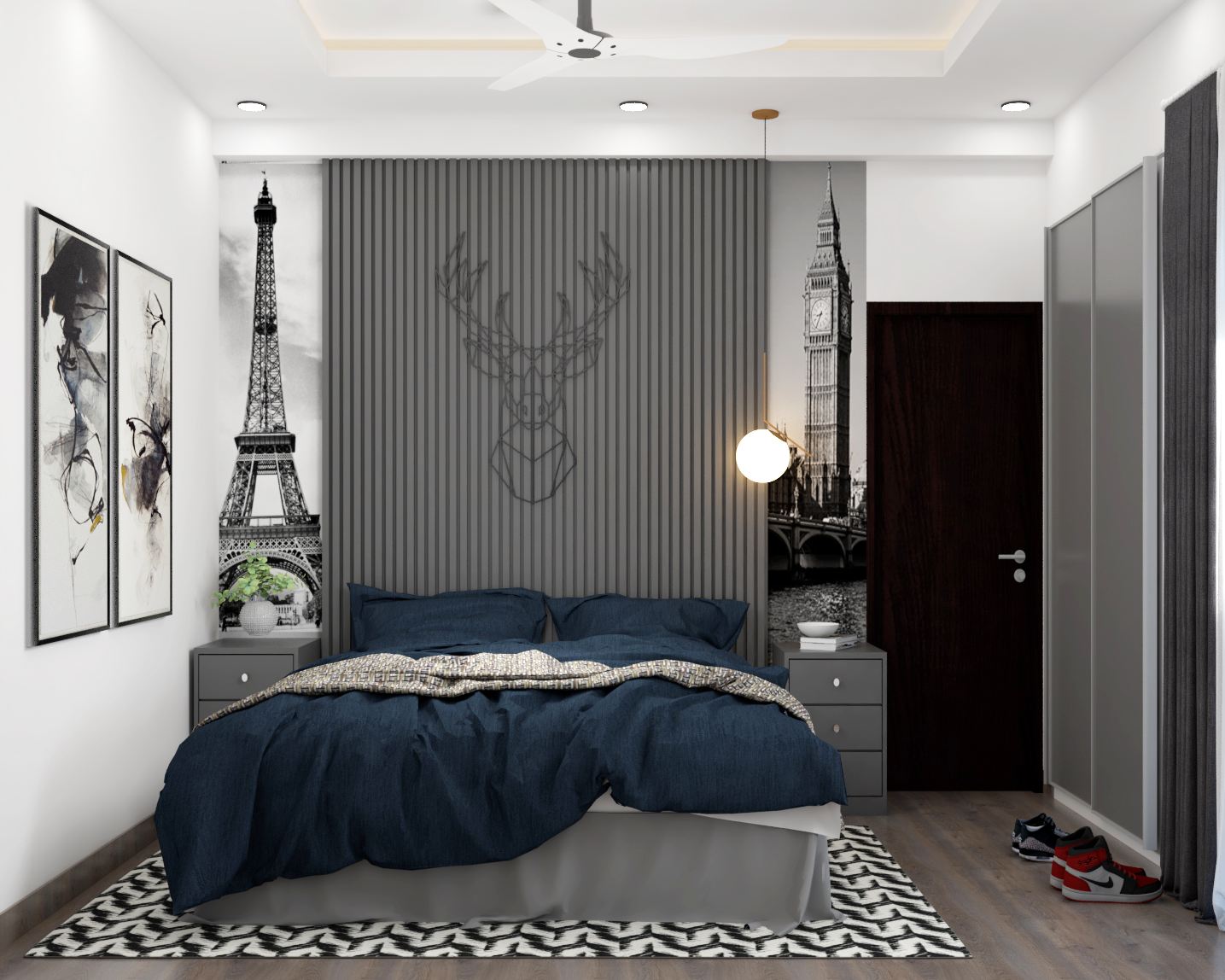 Grey Spacious Boy's Room Design | Livspace