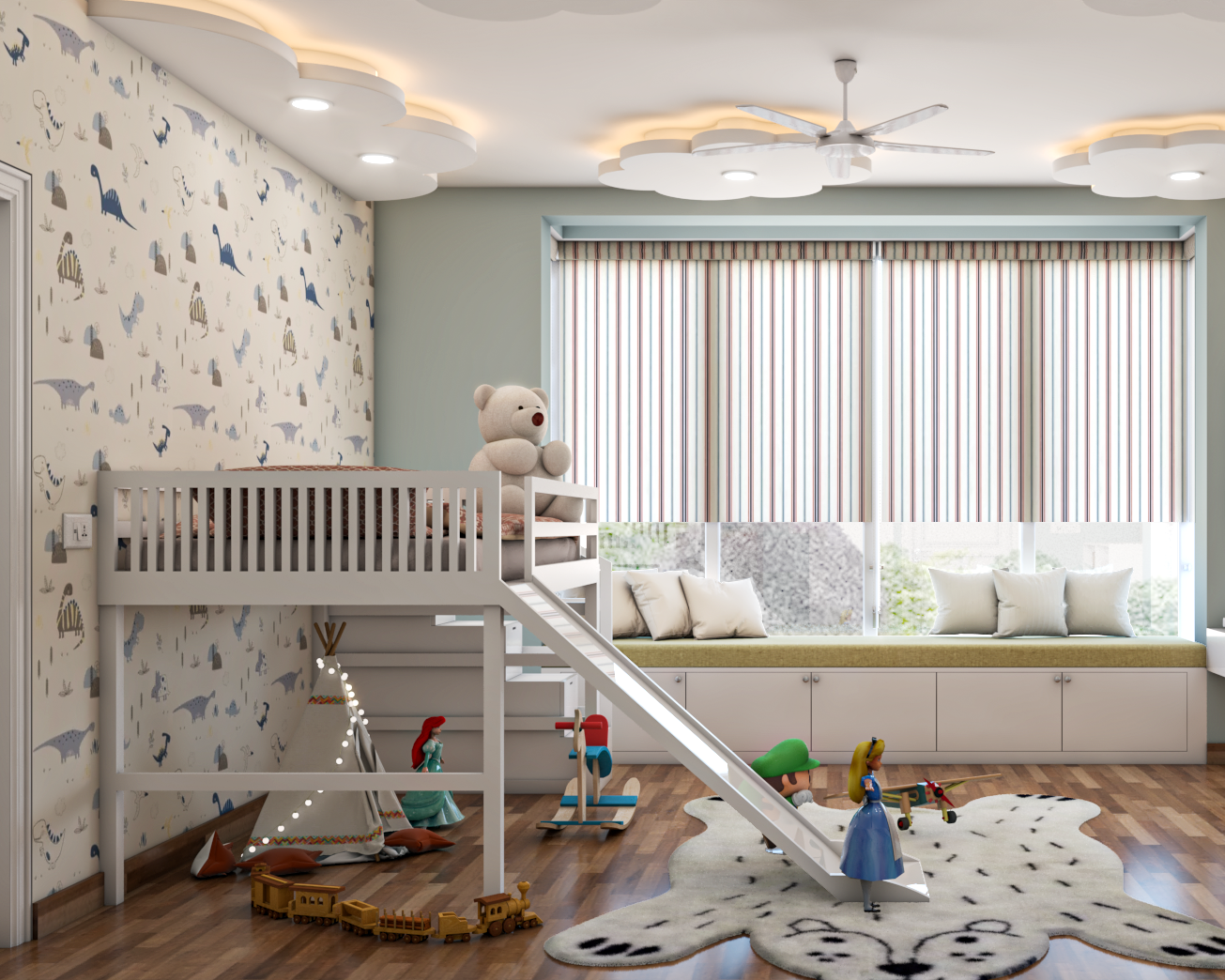 Spacious Kid's Bedroom Design With Play Area | Livspace