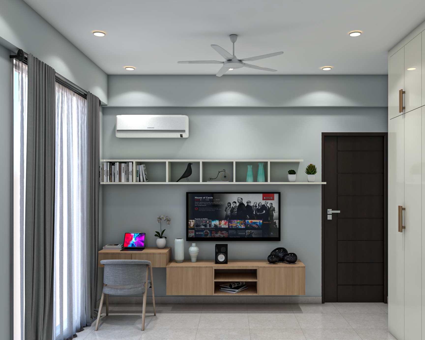 Modern Blue-Themed Master Bedroom Design | Livspace