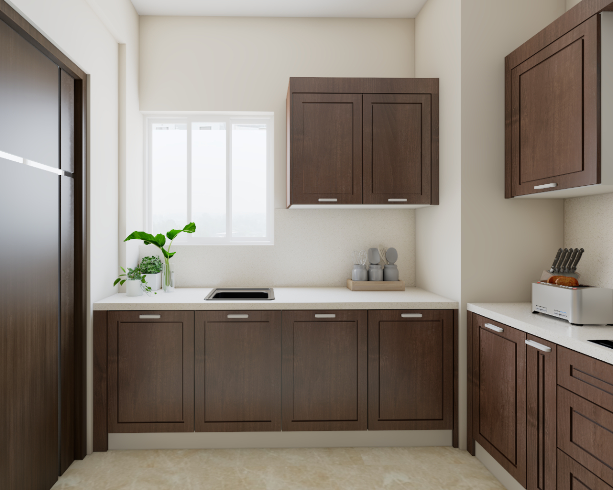 Modern U-Shaped Compact Kitchen With Sleek Interiors | Livspace