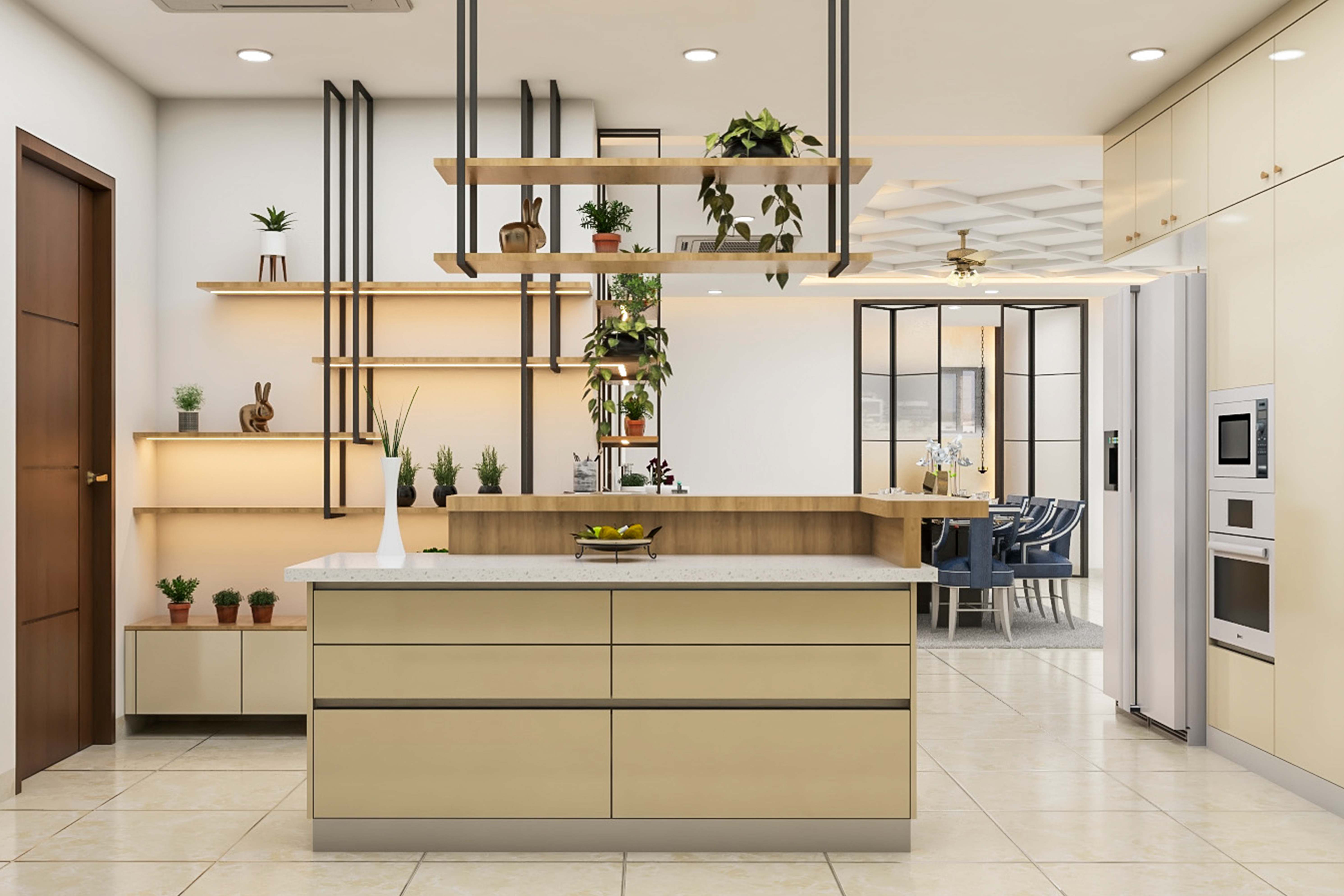 Convenient Contemporary Style Spacious Kitchen Design | Livspace