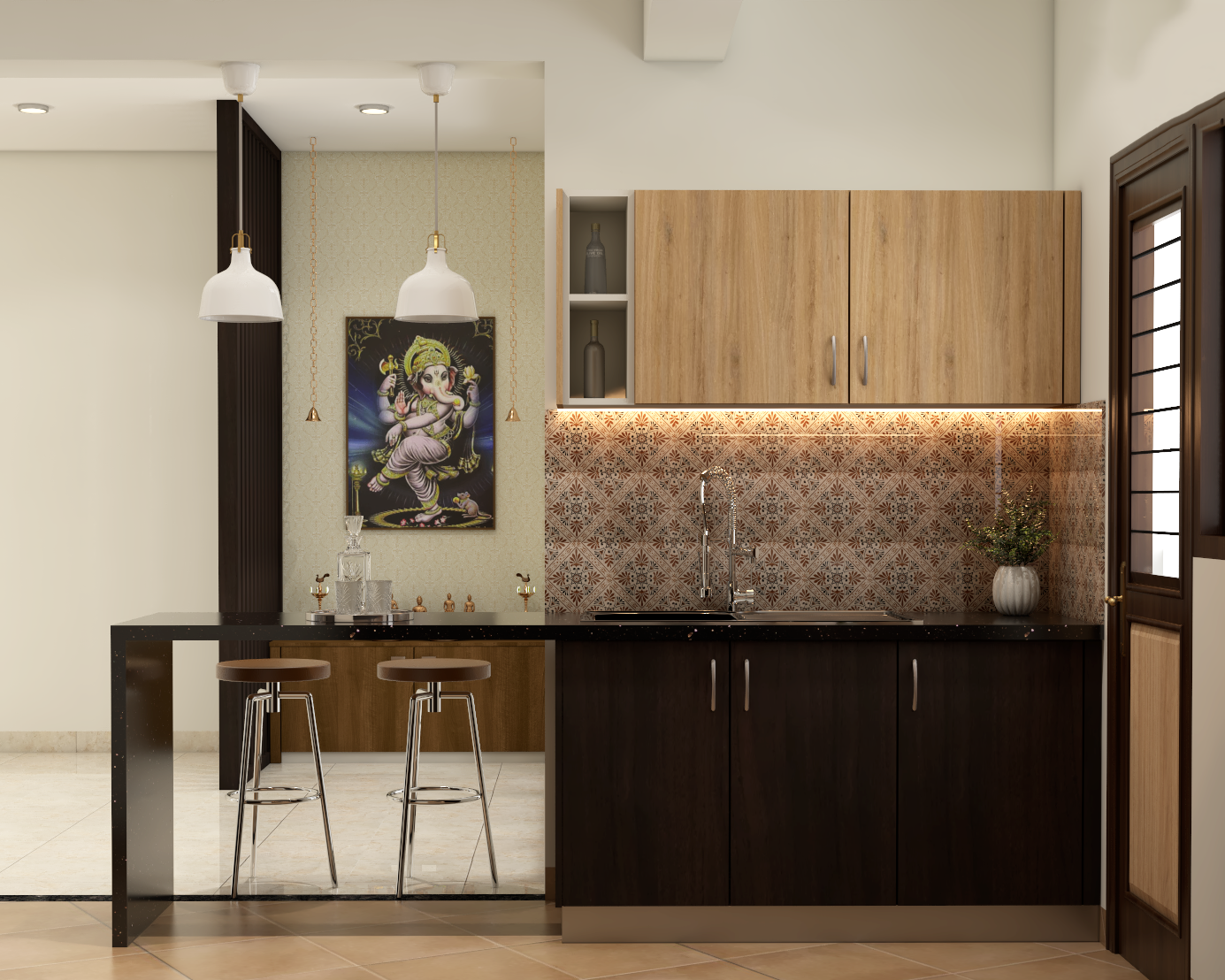 Low Maintenance Contemporary Themed Spacious Kitchen Design | Livspace