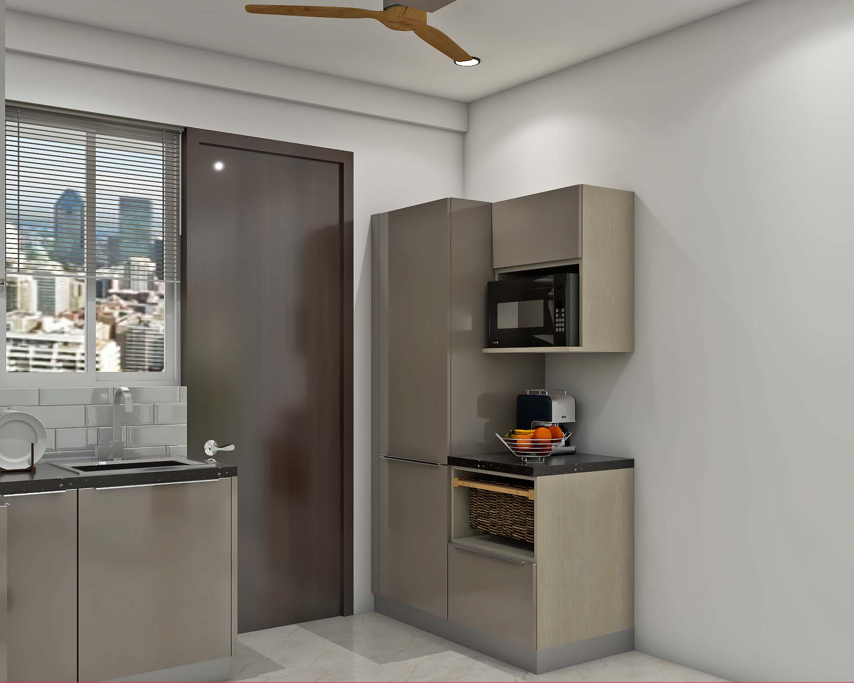 Compact Maximum Storage Contemporary Style Kitchen Design | Livspace