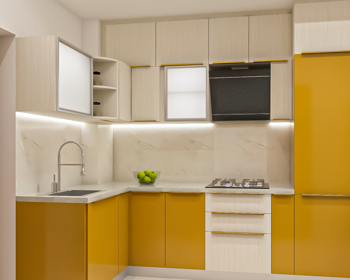 Modern Compact Modular L-Shaped Kitchen Design Idea | Livspace