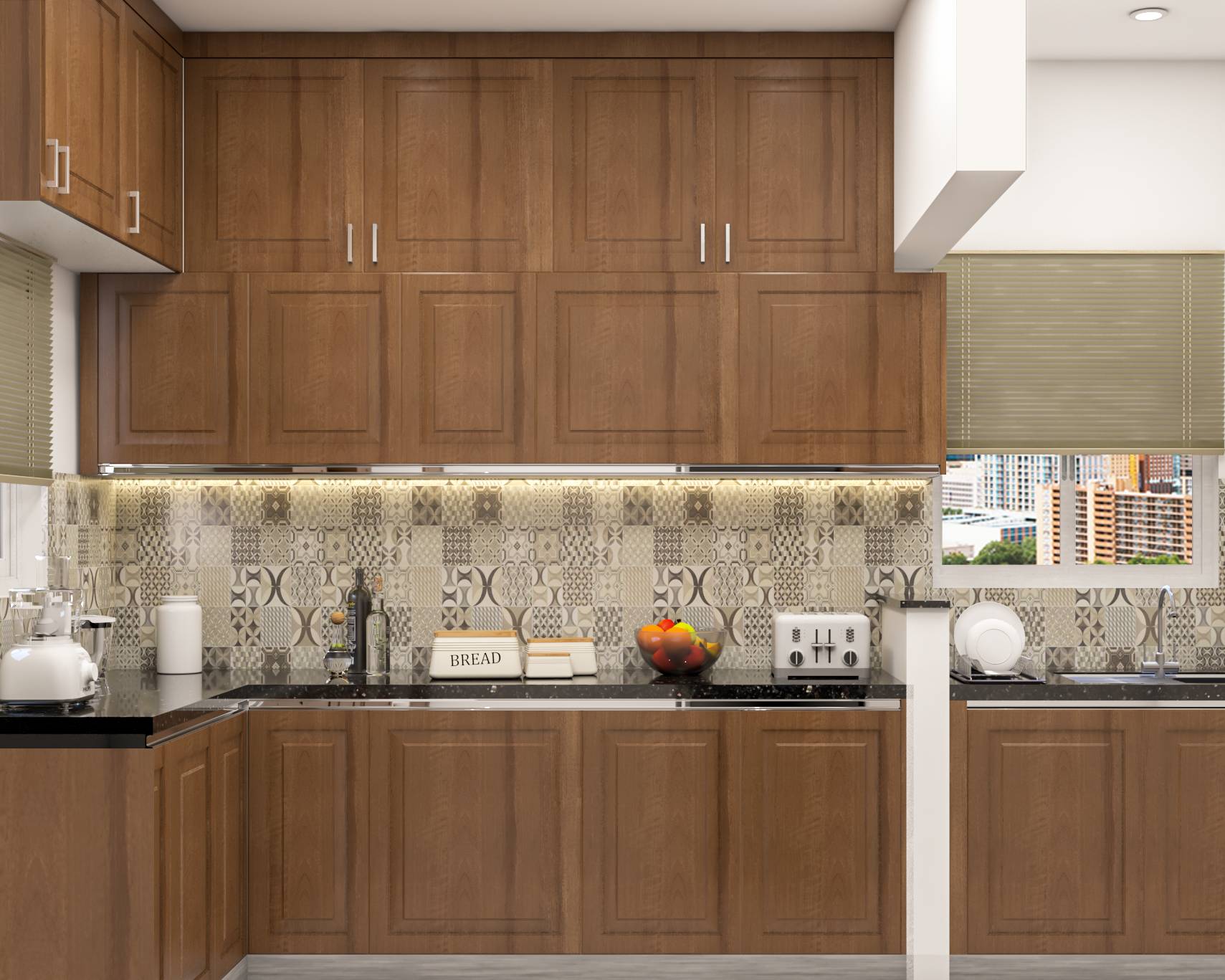 Convenient Contemporary Style Spacious Kitchen Design | Livspace