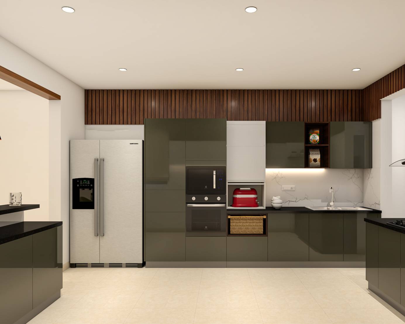 Multi-Functional Modern Style Spacious Kitchen Design | Livspace