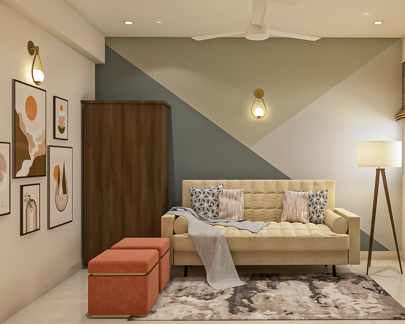 Compact Living Room Design With Storage Unit | Livspace