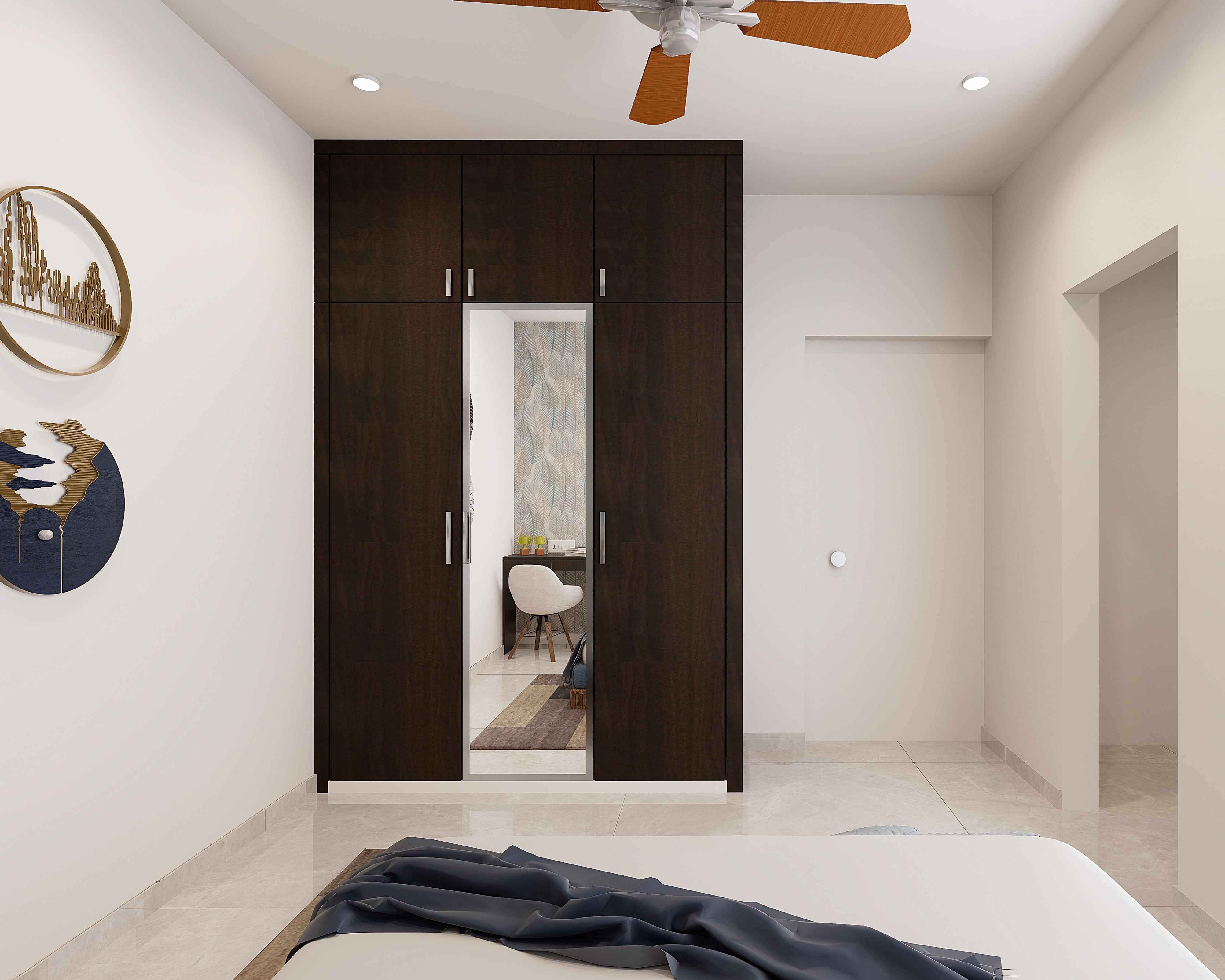 Modern Master Bedroom Design With Study Unit | Livspace