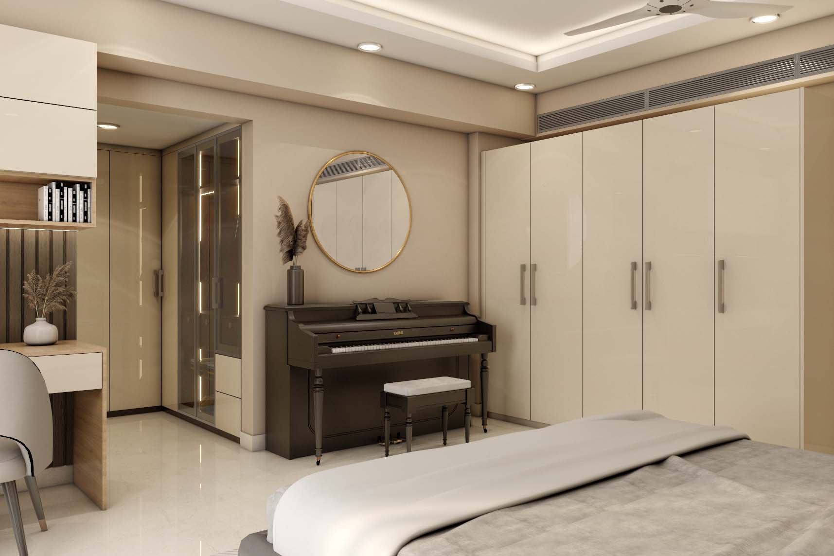 Contemporary Master Bedroom Design With Wardrobe | Livspace