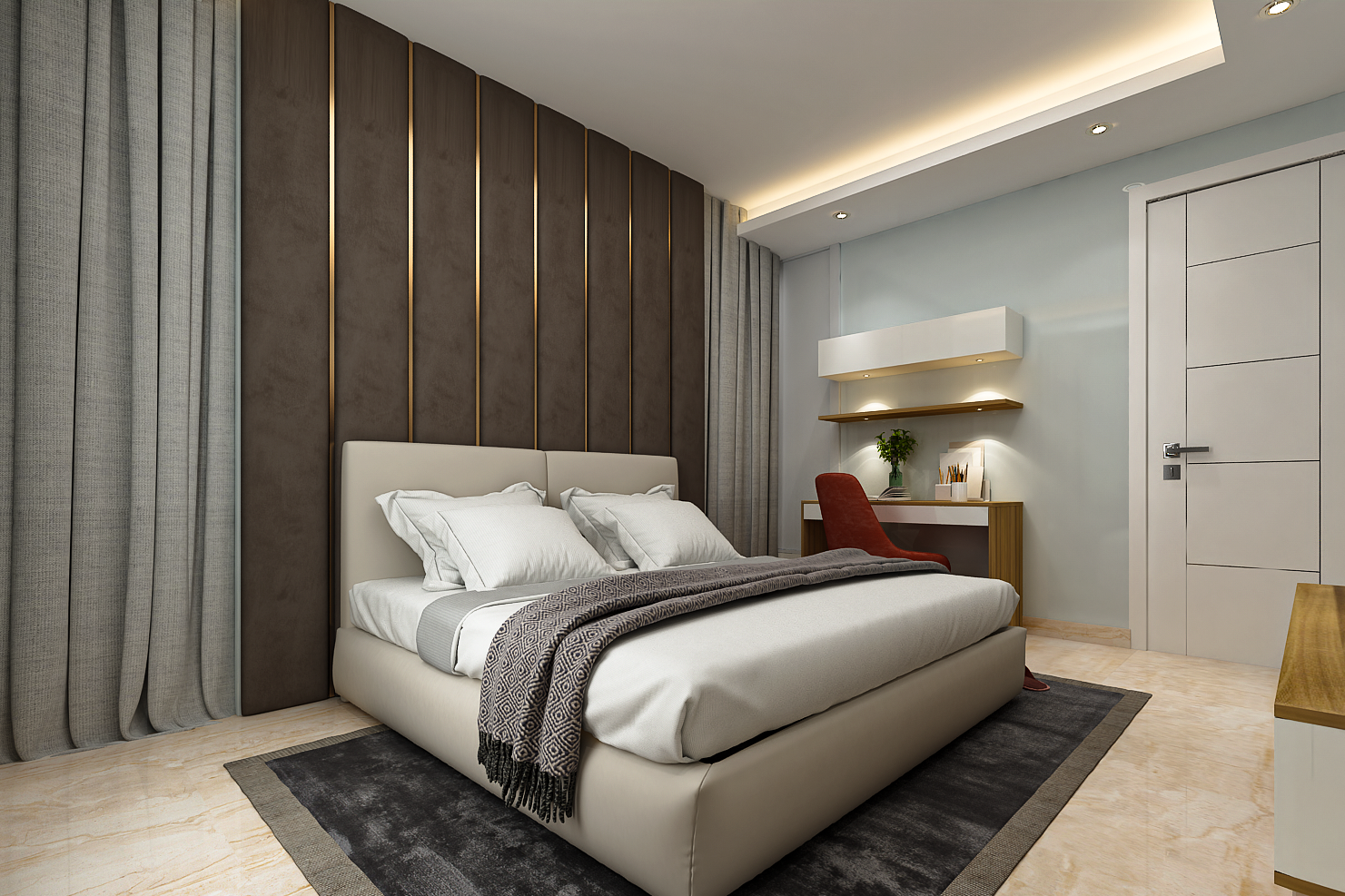 Master Bedroom Design with Separate Wardrobe and Sleeping Areas | Livspace