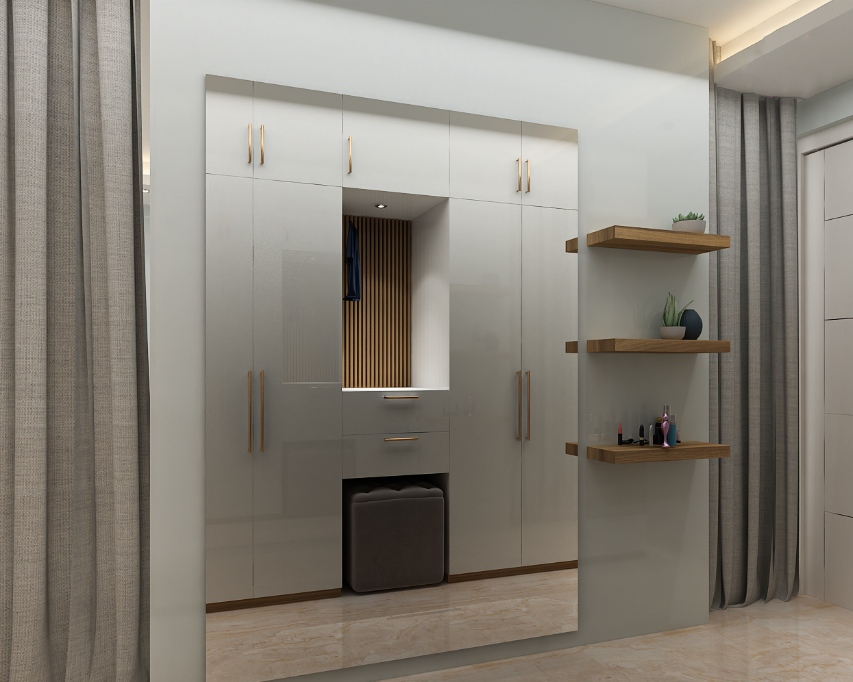 Master Bedroom Design with Separate Wardrobe and Sleeping Areas | Livspace