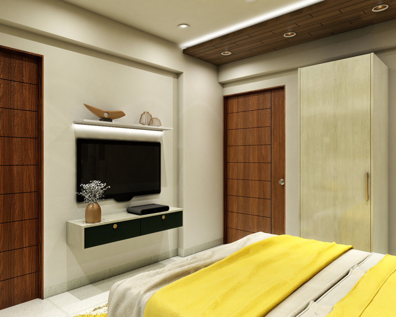 Spacious Modern Master Bedroom With Convenient Interiors | Livspace