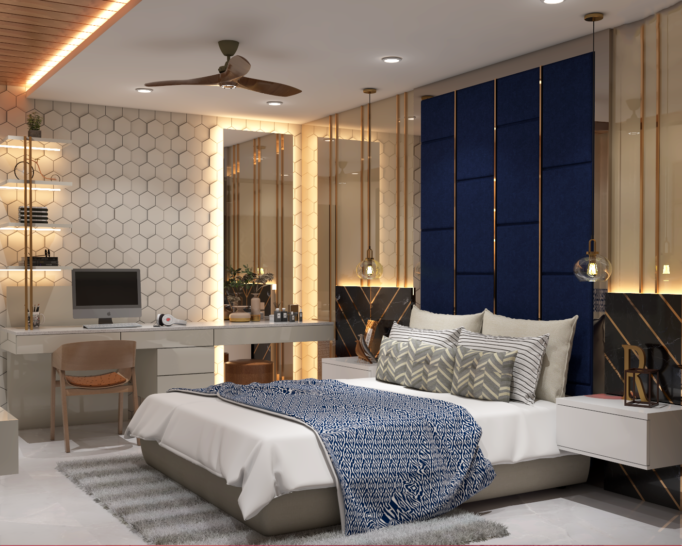 Multi-Functional Spacious Contemporary Master Bedroom Design | Livspace