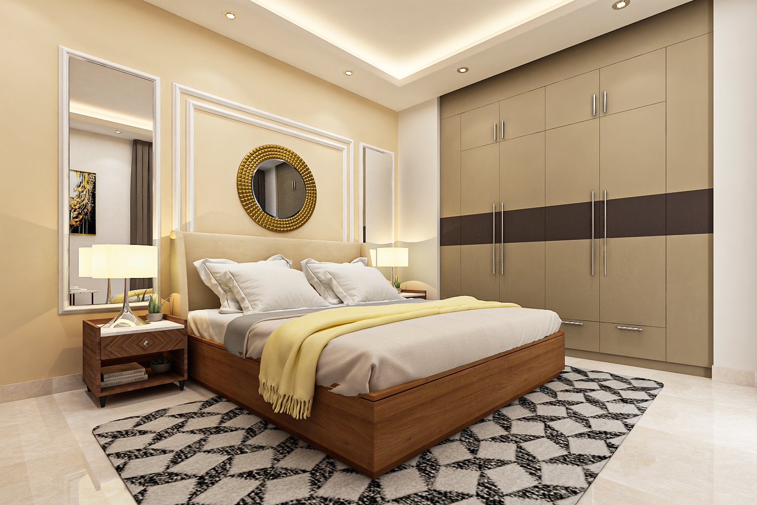Modern And Spacious Master Bedroom With Cosy Decor | Livspace
