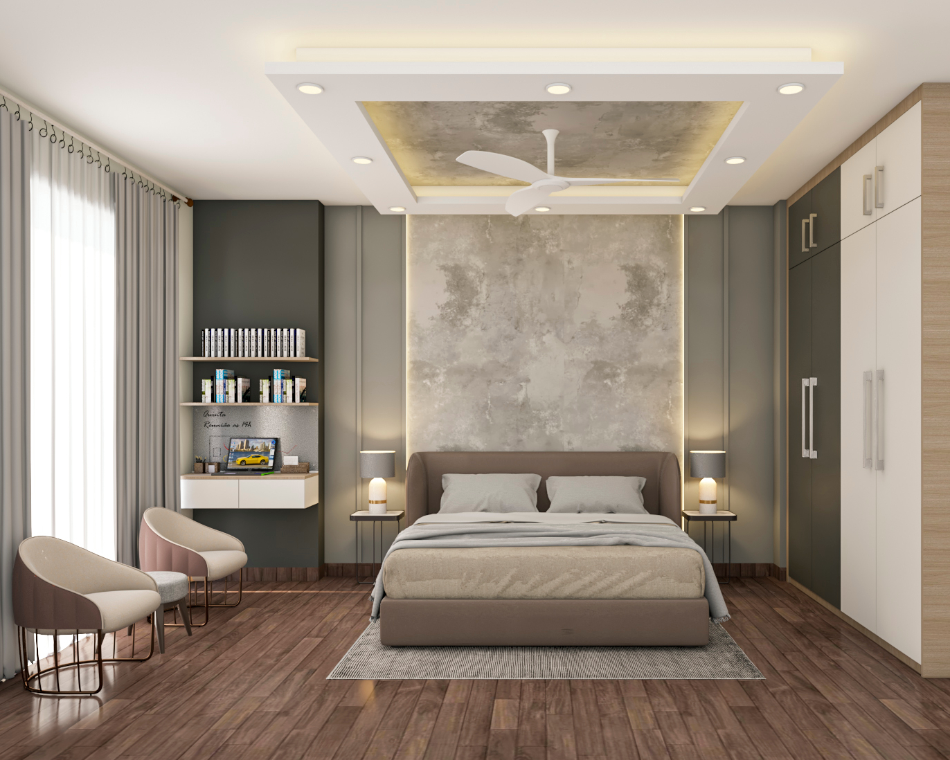 Spacious Modern Themed Convenient Master Bedroom Design | Livspace