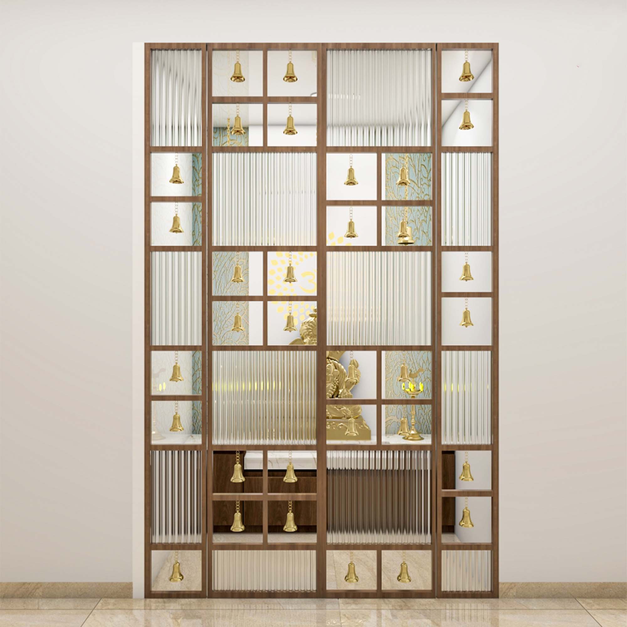 Spacious Modern Convenient Mandir Design With Shutters | Livspace