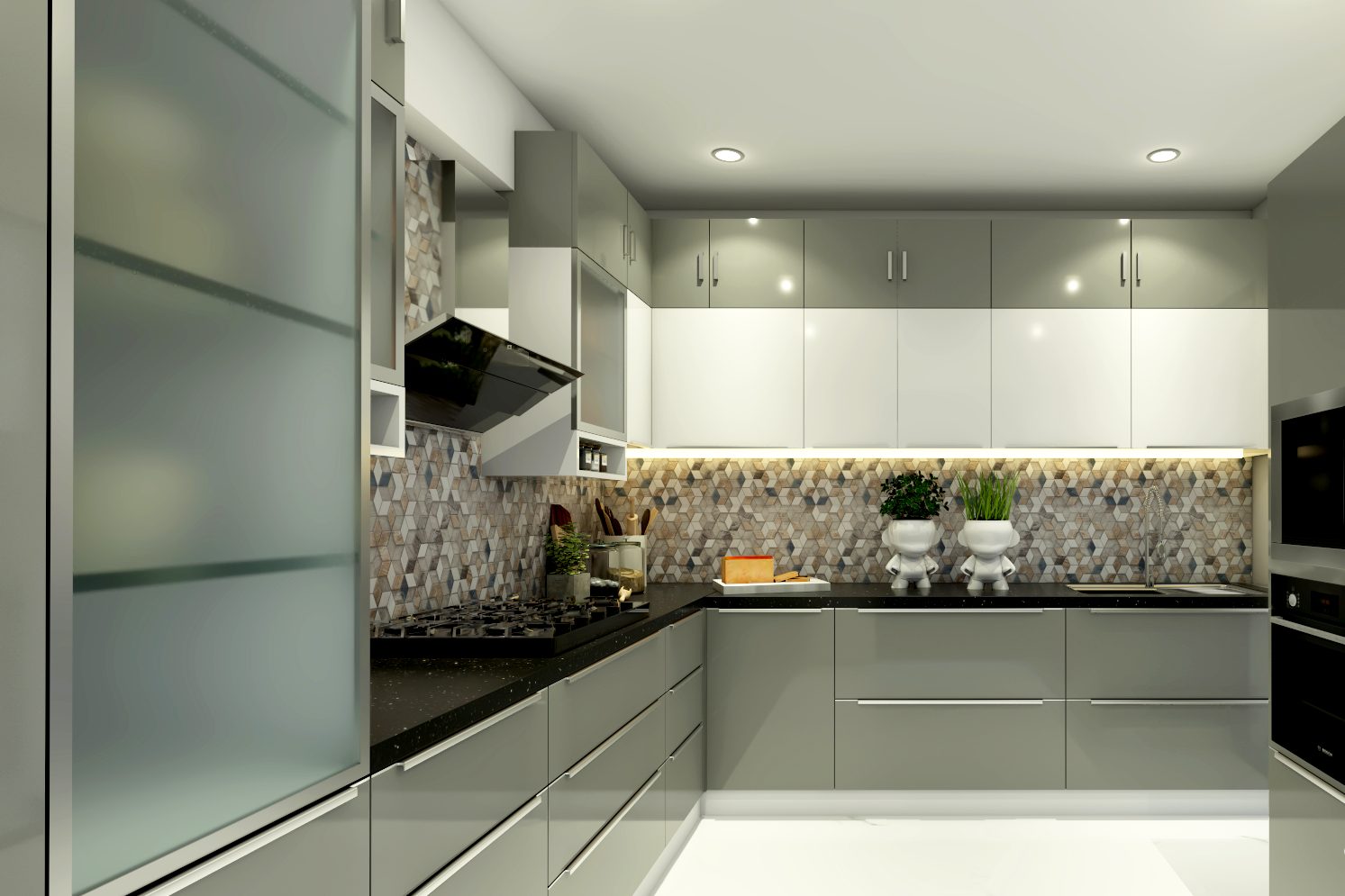 Maximum Storage Convenient Spacious Modern Kitchen Design | Livspace