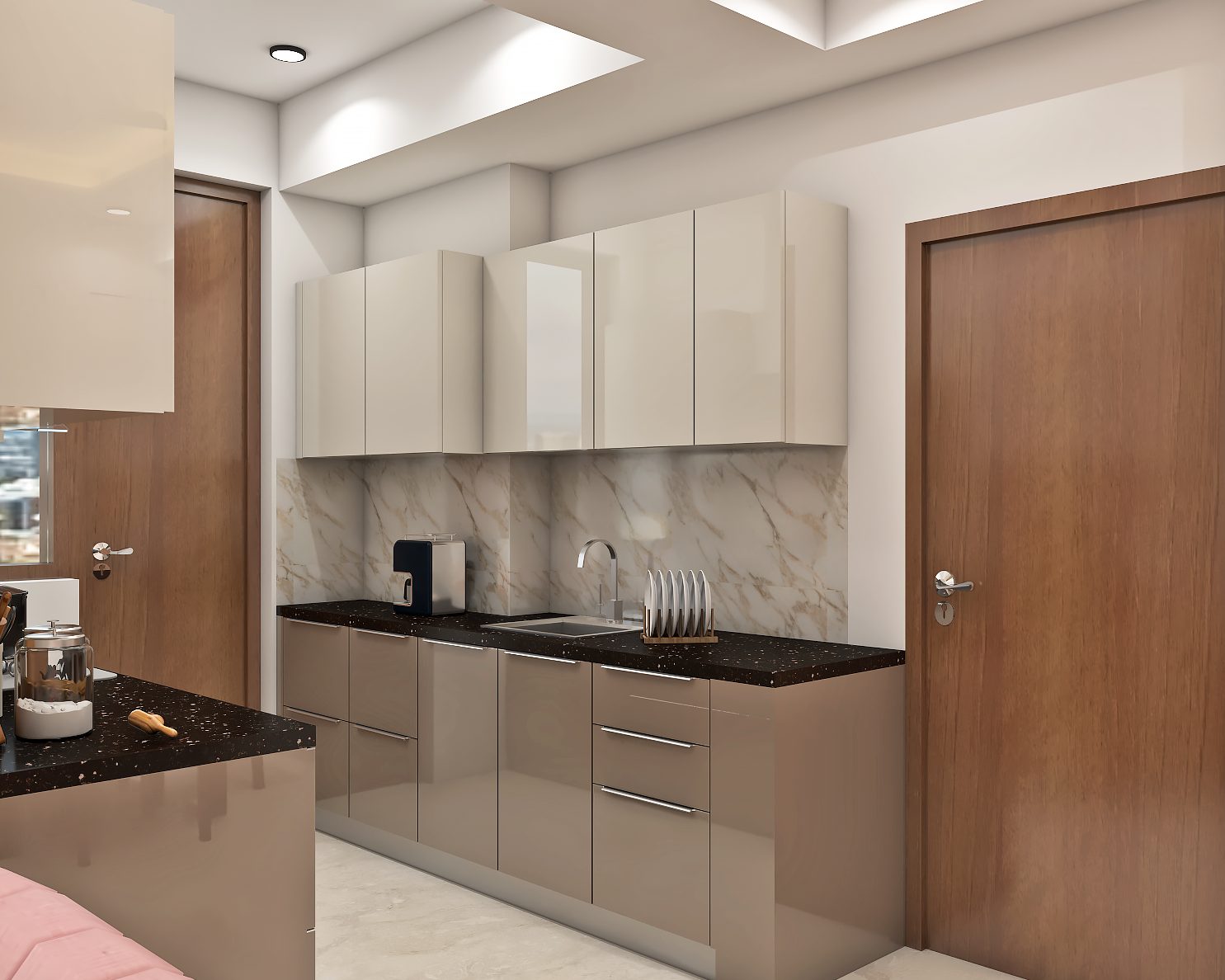 Compact Kitchen Design Idea With Balcony | Livspace