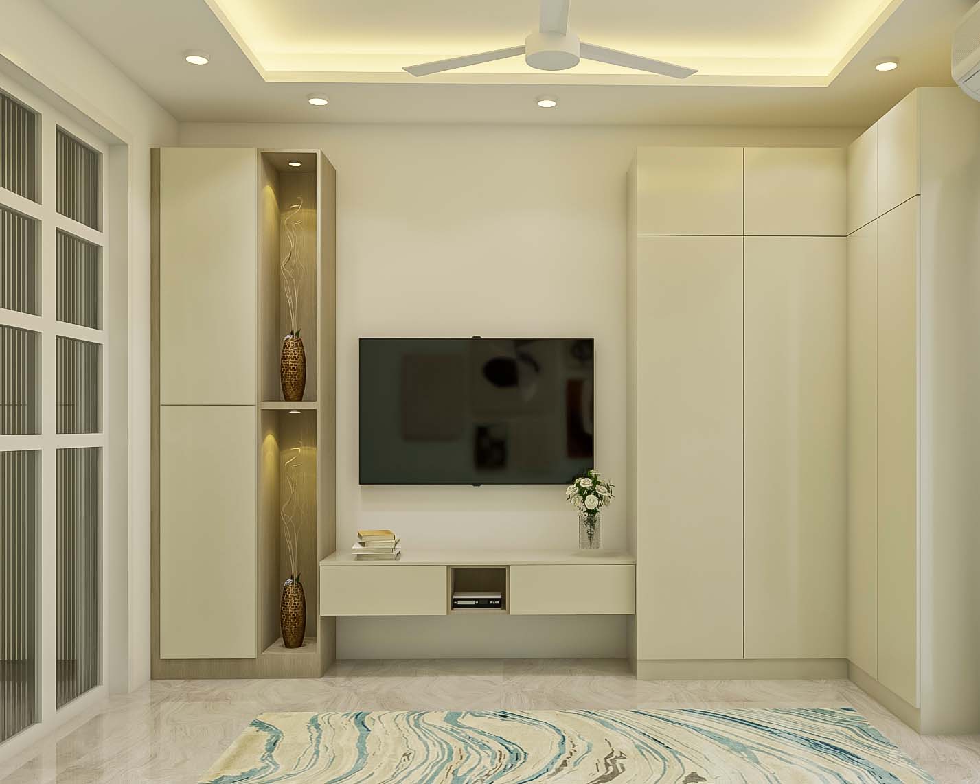 Spacious TV Unit Design With Max Storage Cabinets | Livspace