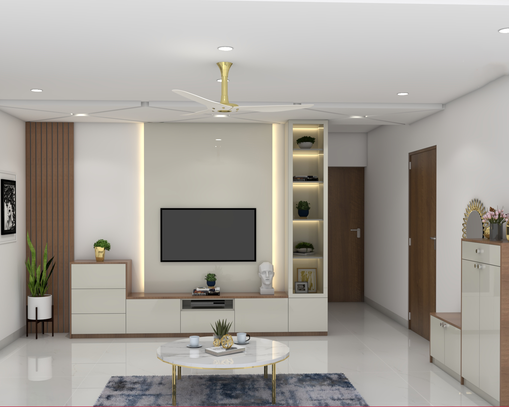Spacious TV Unit Design Idea With Drawers And Shelves | Livspace