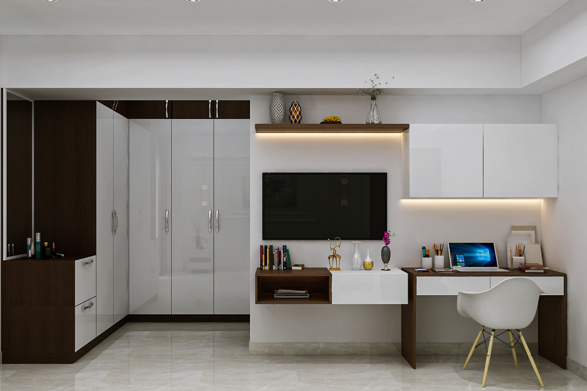 Modern TV Unit Design with Integrated Study | Livspace