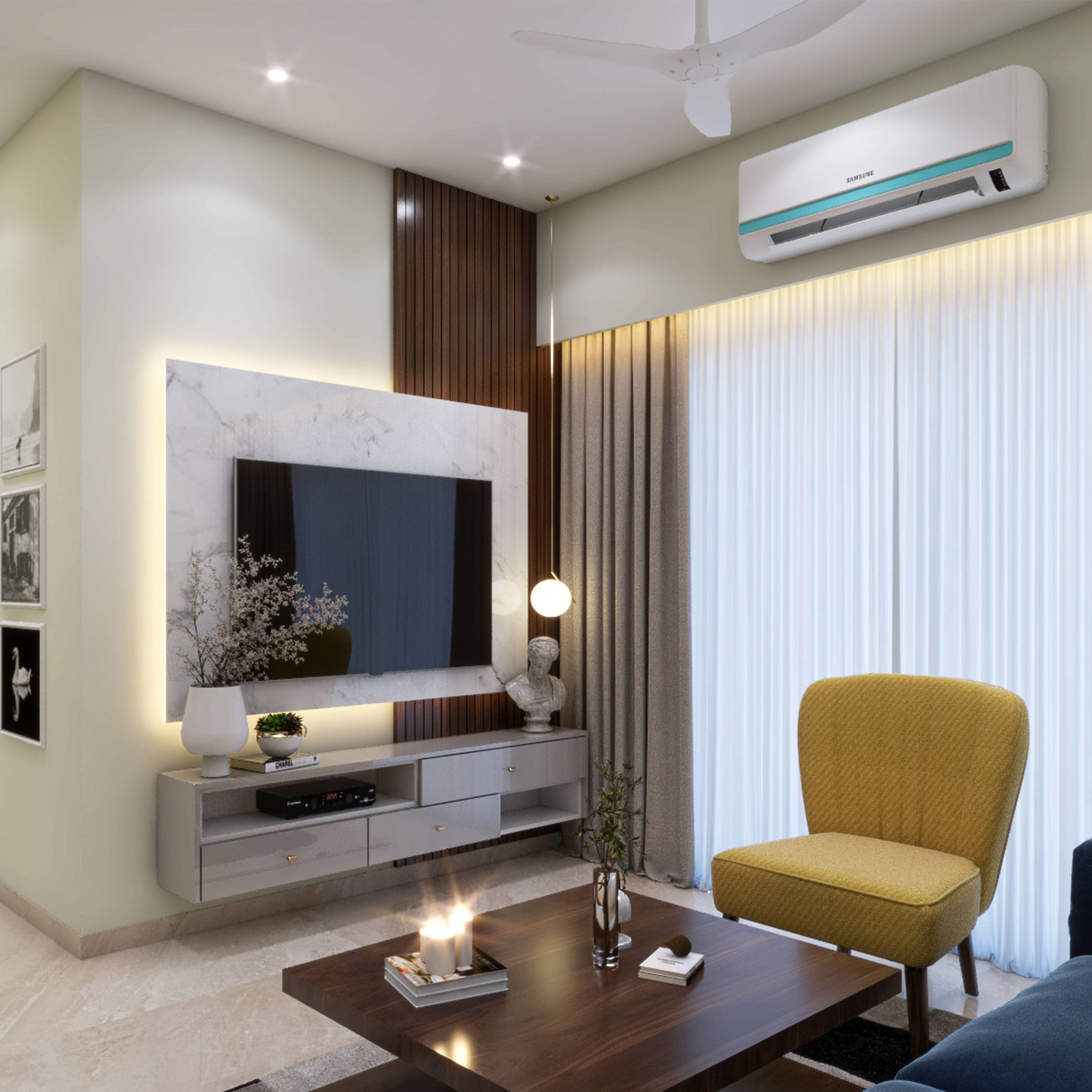 Modern Spacious TV Unit Design With Strip Lighting | Livspace