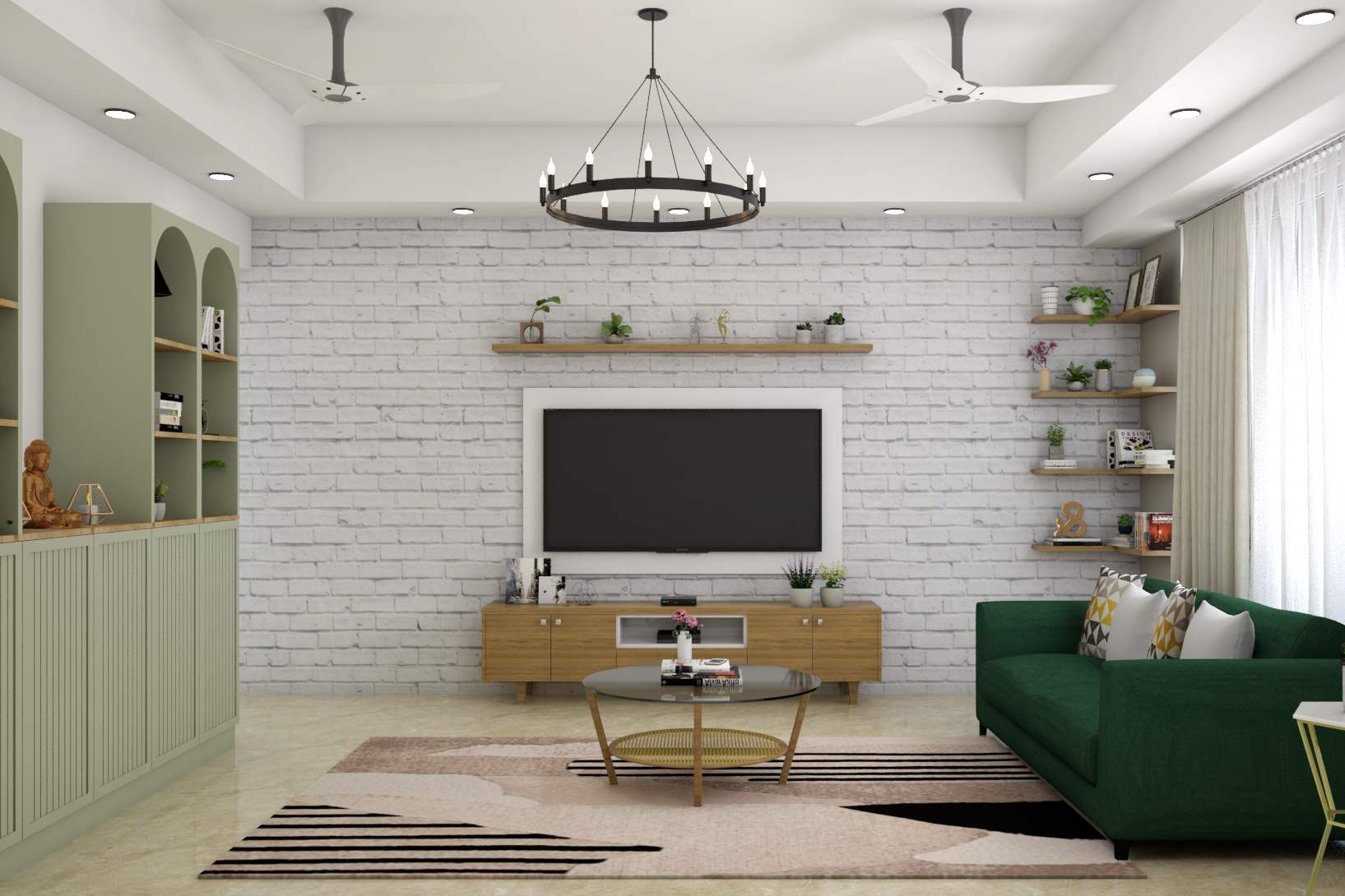 Contemporary TV Unit Design With Open Racks | Livspace