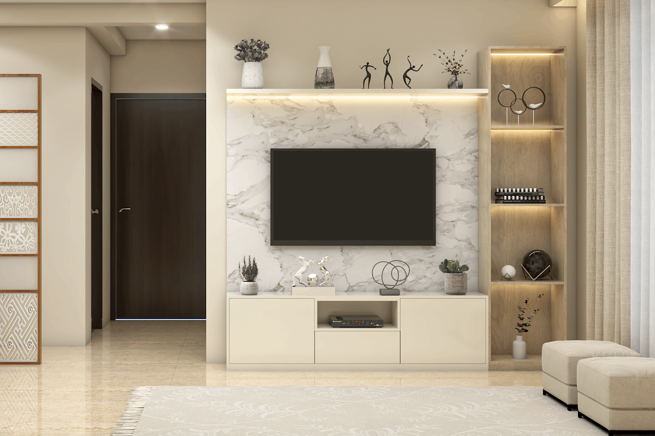 Spacious Contemporary Themed Convenient TV Unit Design | Livspace