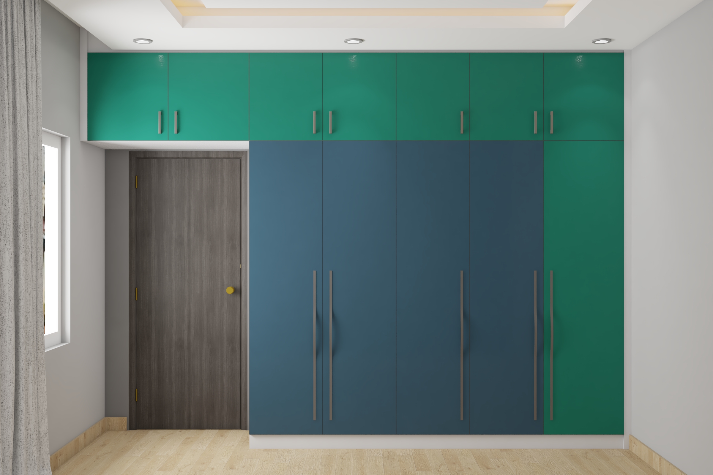 Modern Spacious Convenient Blue and Green Wardrobe Design | Livspace