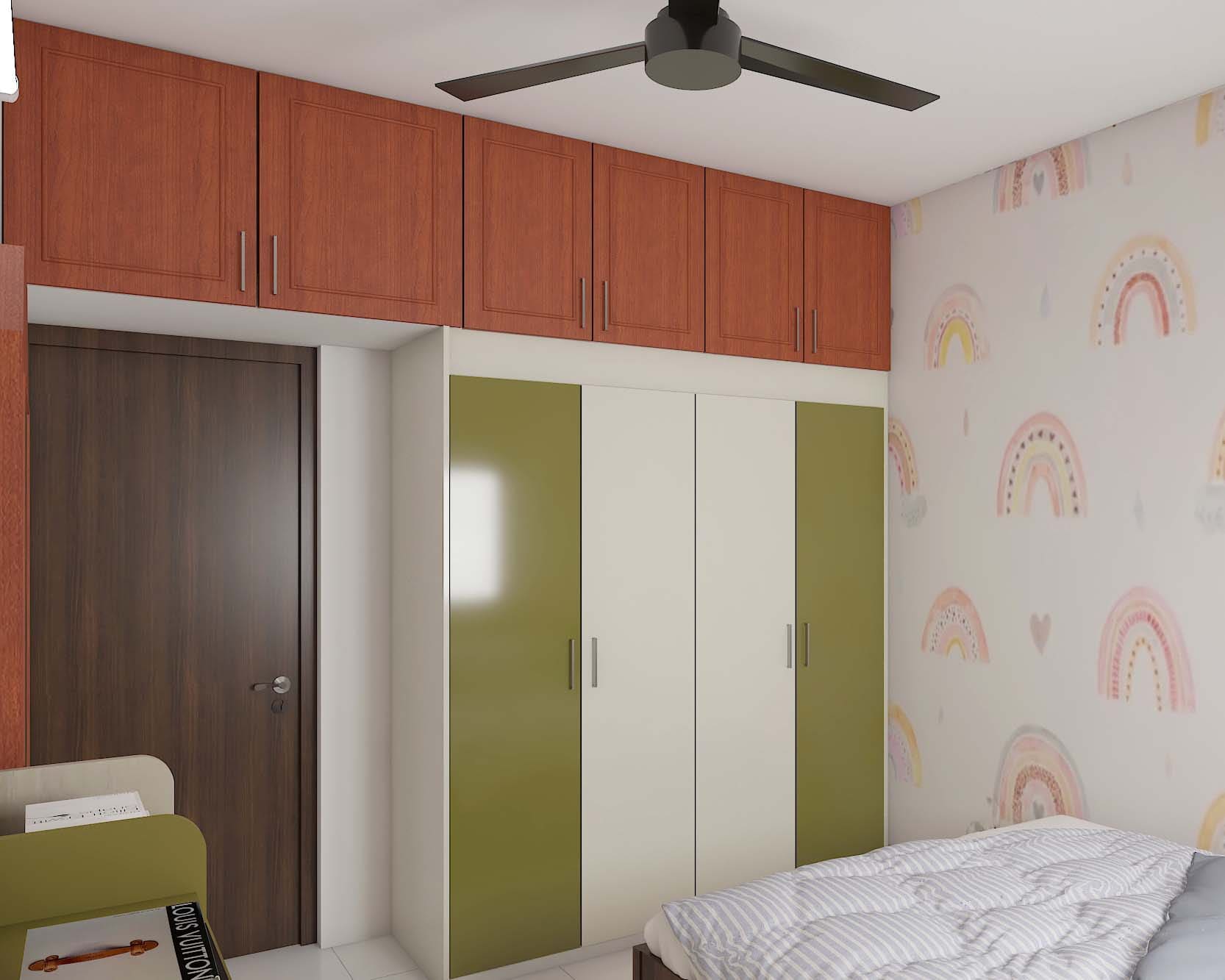 Contemporary Wardrobe Design With Two-Toned Shutters And Lofts | Livspace