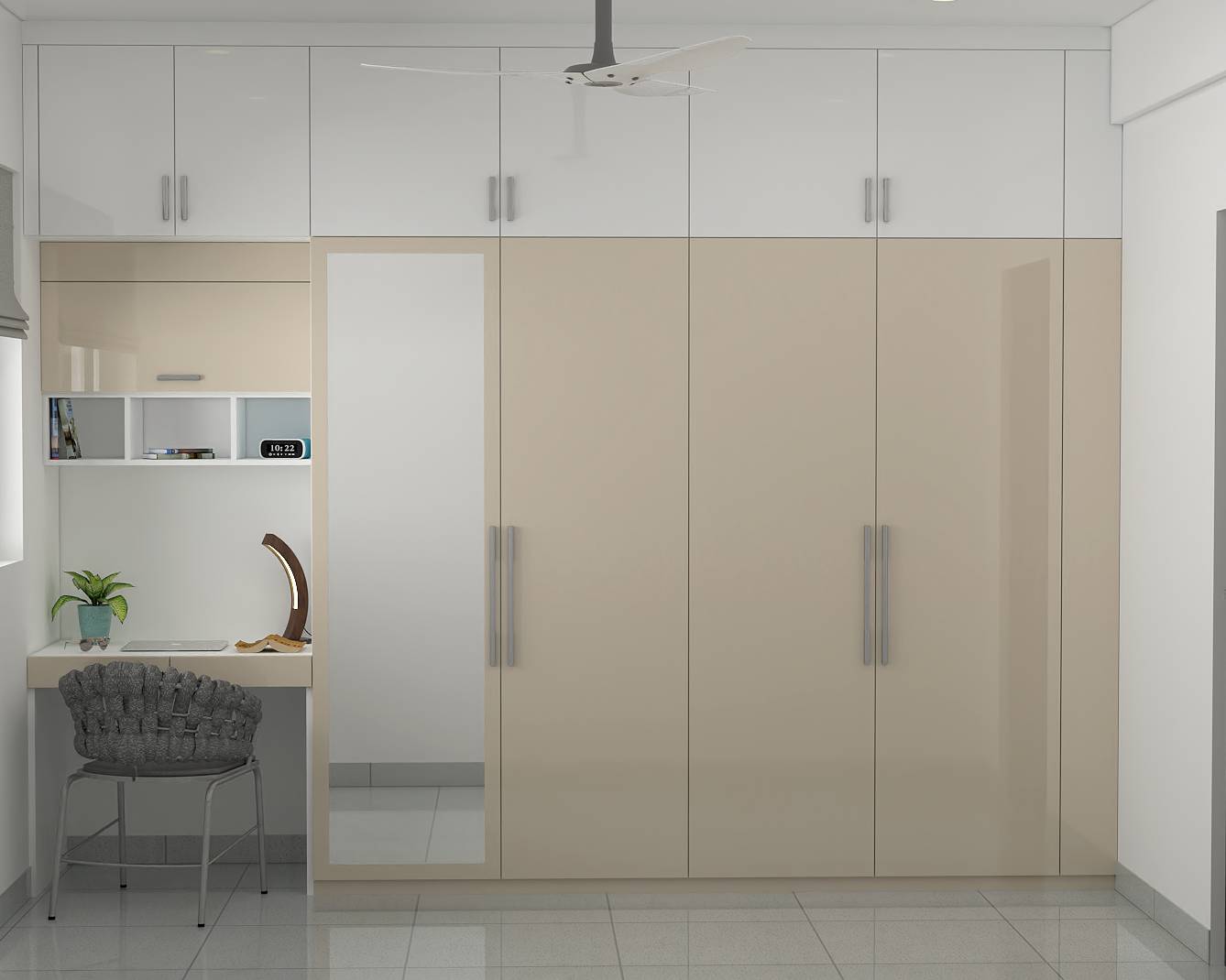 Spacious Wardrobe Design With Mirror Panelling | Livspace