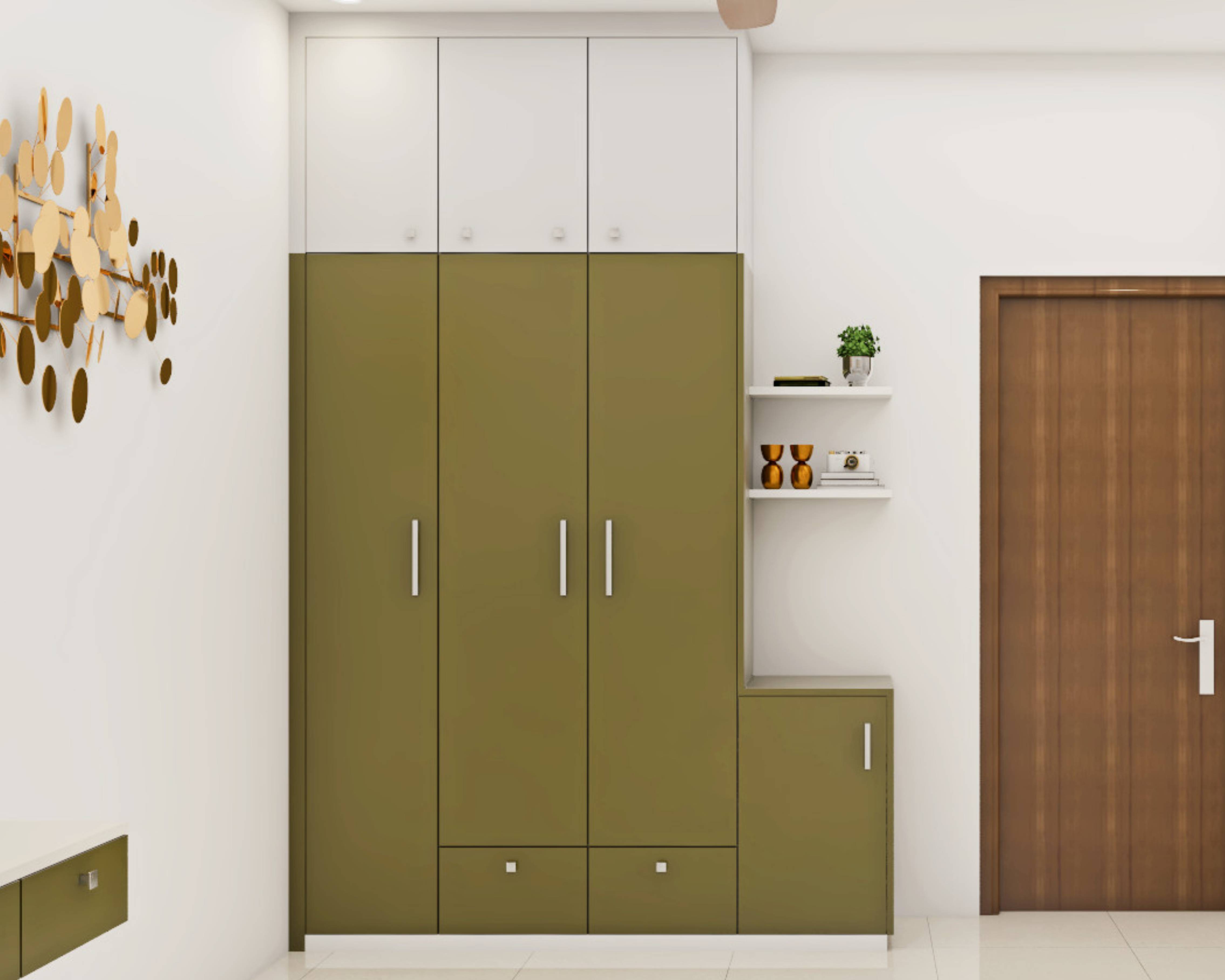 Modern Green And White Themed Spacious Wardrobe Design | Livspace