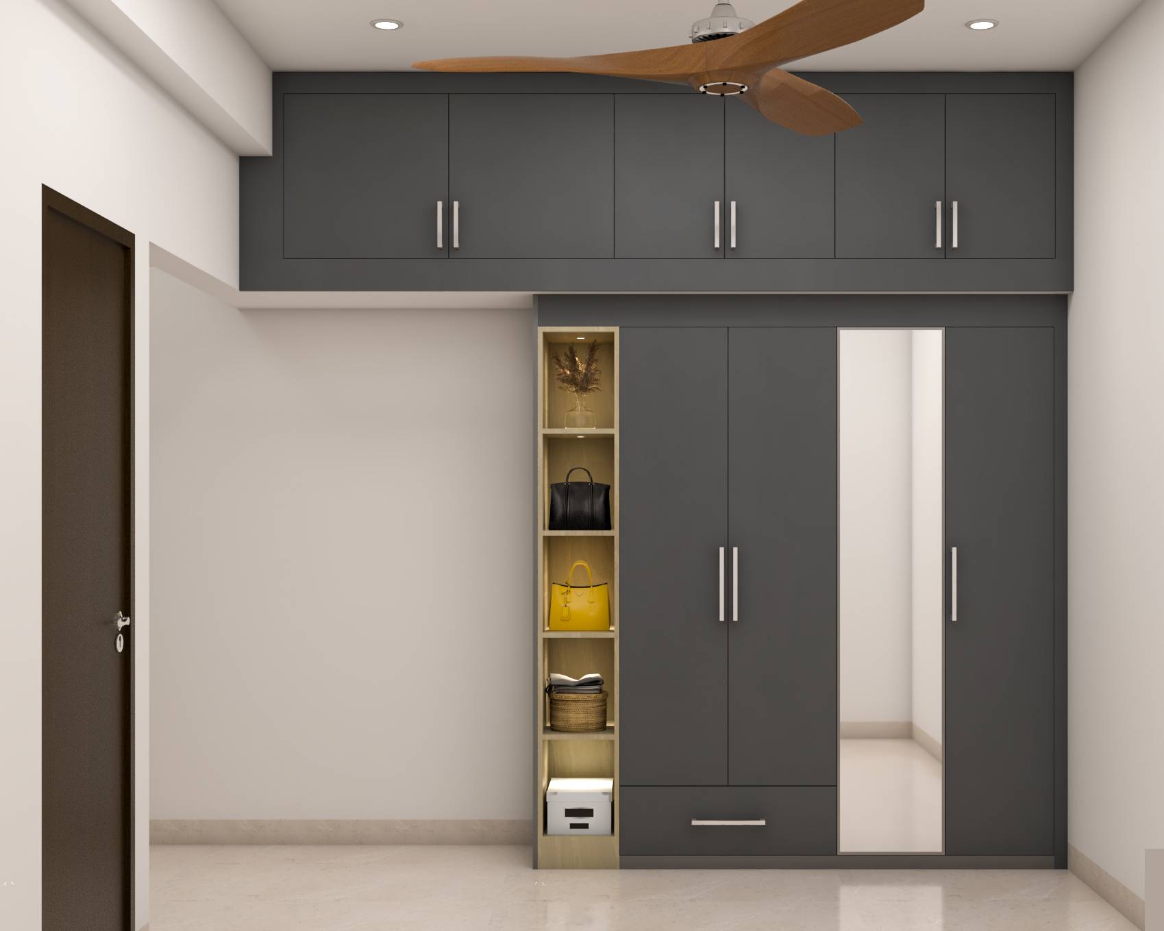 Low Maintenance Modern Styled Compact Sized Wardrobe Design| Livspace