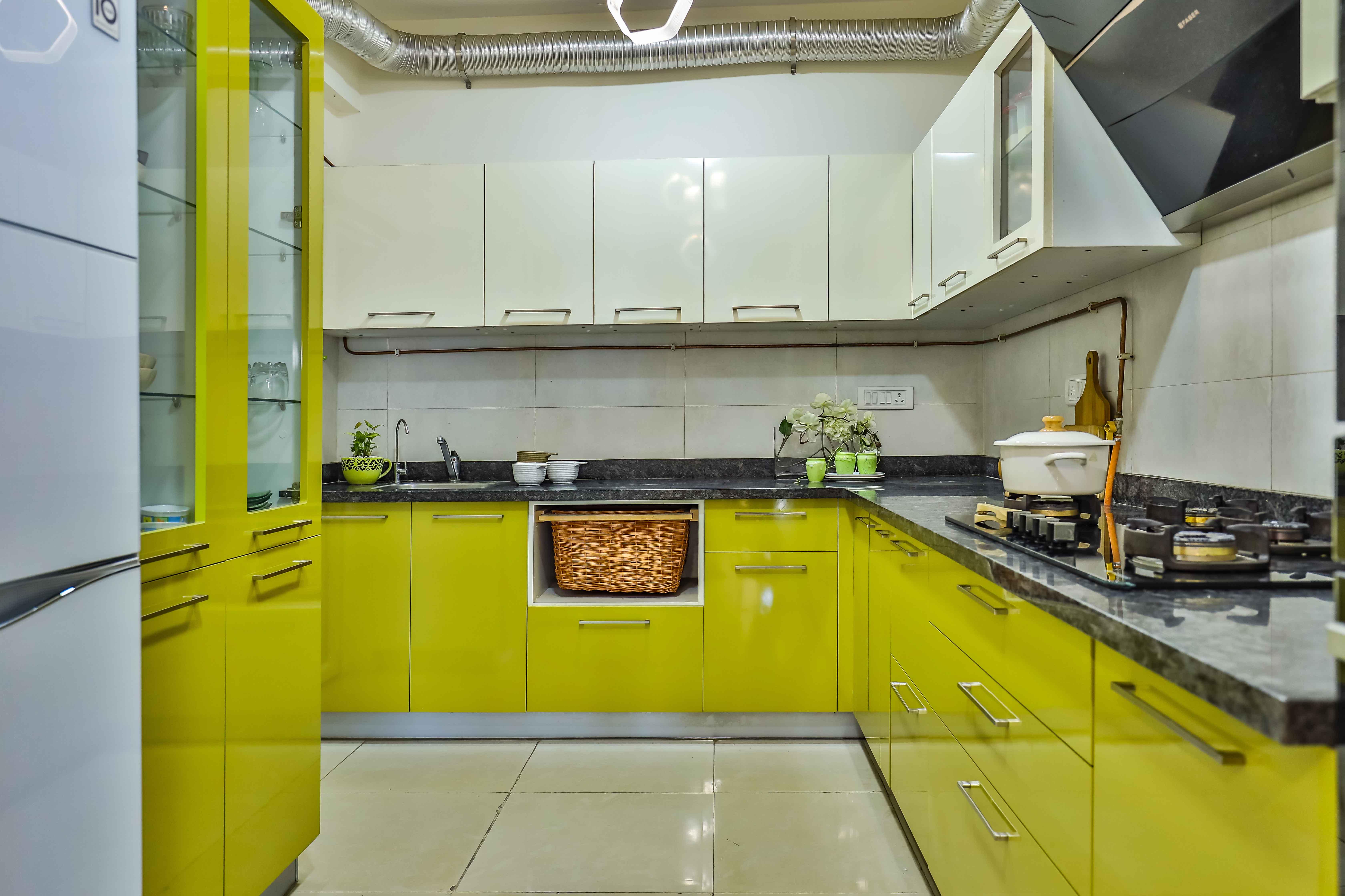 Contemporary L-Shape Modular Kitchen Design With HG Plankton Base and ...