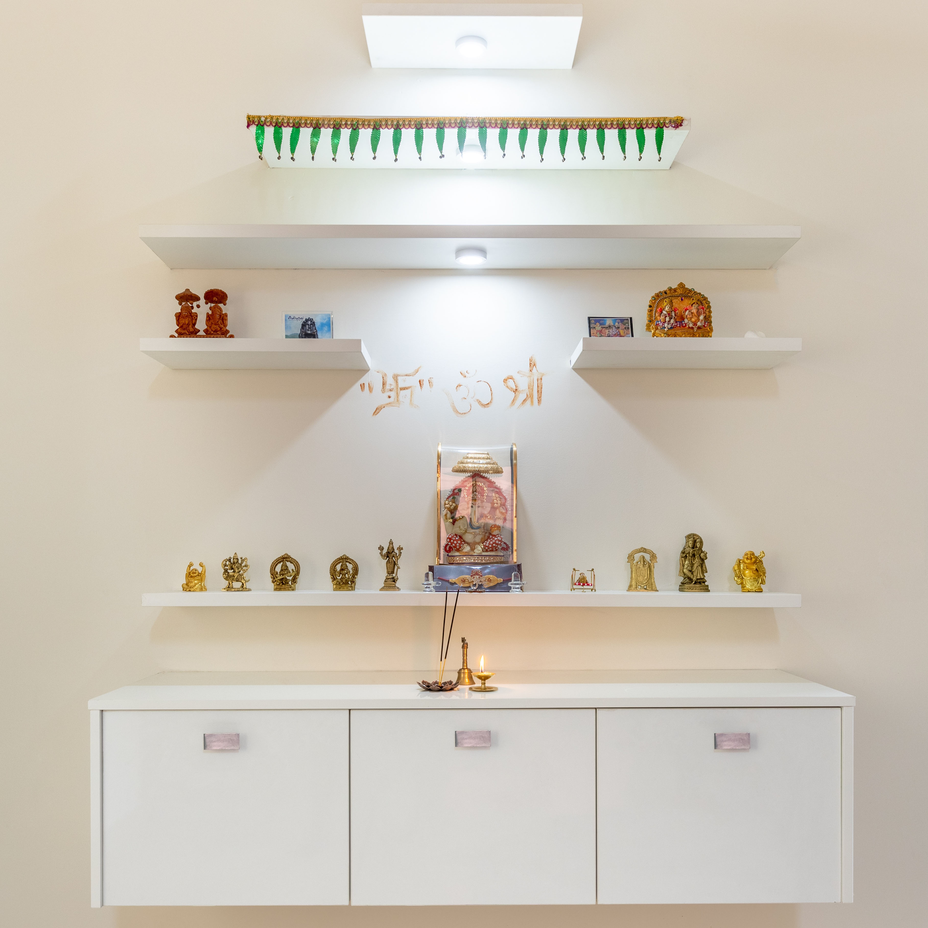 Modern Wall-Mounted Pooja Room Design - 4x3 Ft | Livspace