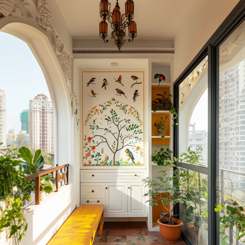 Colorful and Inviting: Indian Traditional Balcony Design with Arch Off ...