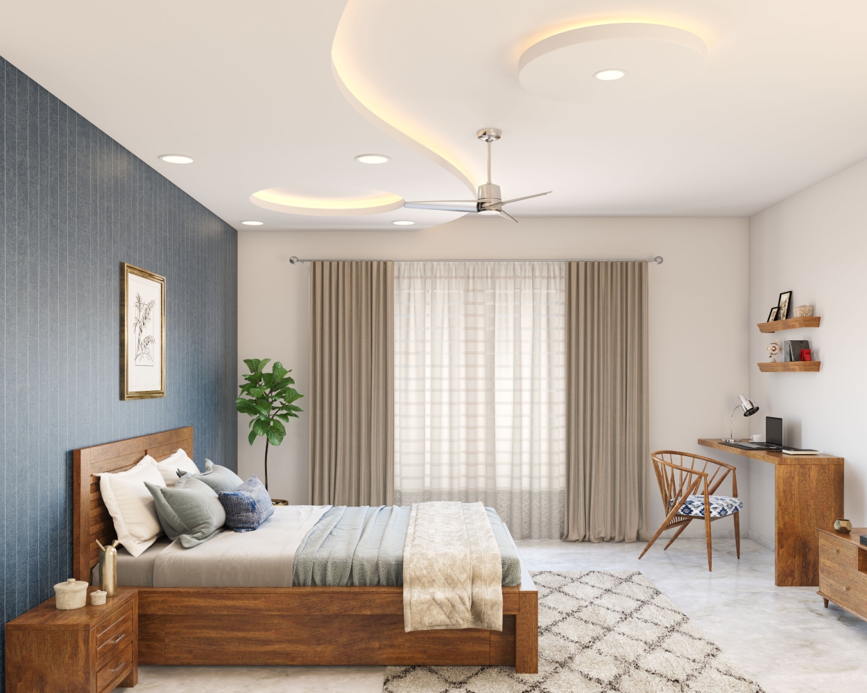 POP Plus Minus Mid century Modern False Ceiling Design with Cove and Recessed Lights Livspace