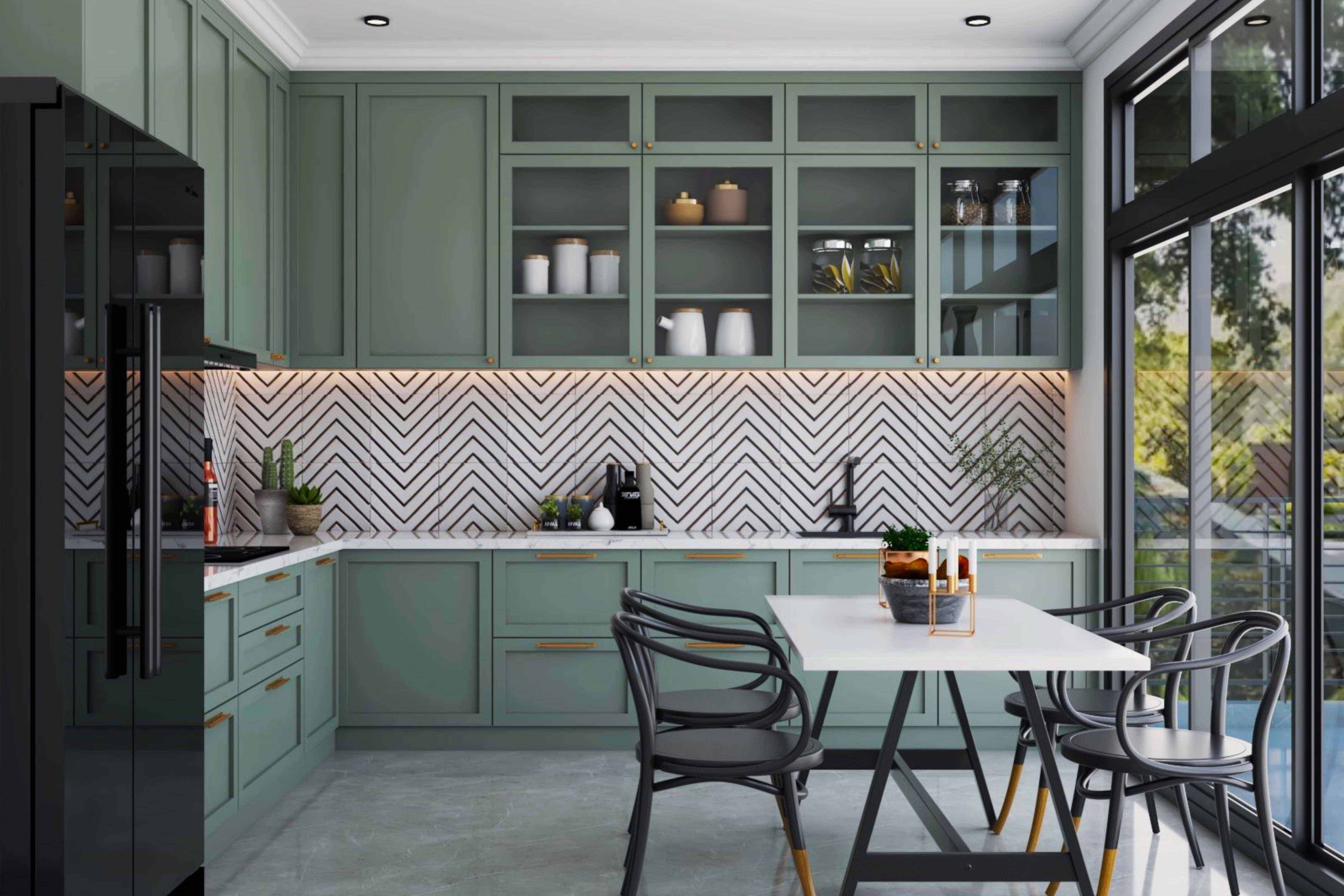 Square Ceramic Kitchen Tiles Design with Geometric Pattern in White and ...