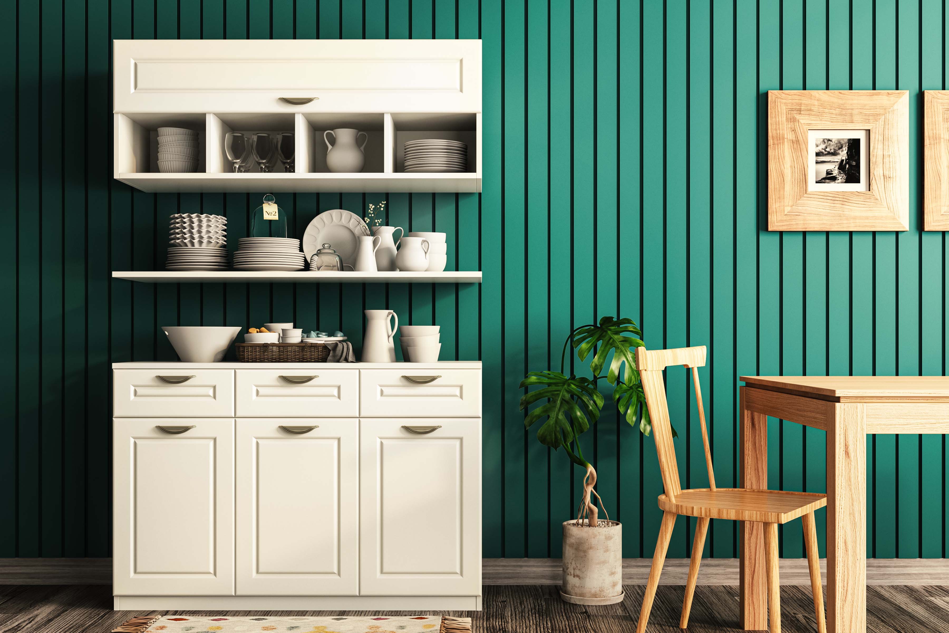 Modern Elegant Magnolia Crockery Unit Design with Drawer and Shutter ...