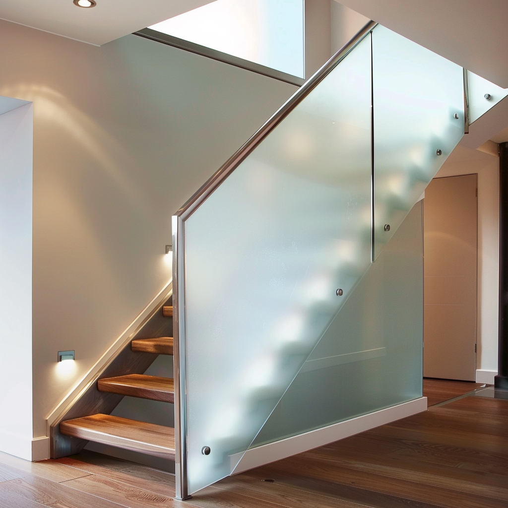 Minimal Open Riser Staircase Design with Metal, Glass, and Concrete ...
