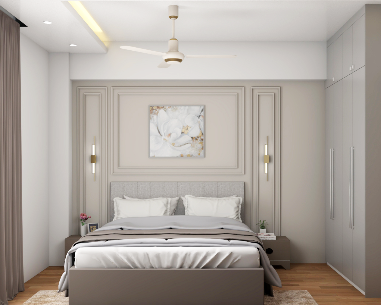 Classic Guest Room With Grey Themed Interiors | Livspace