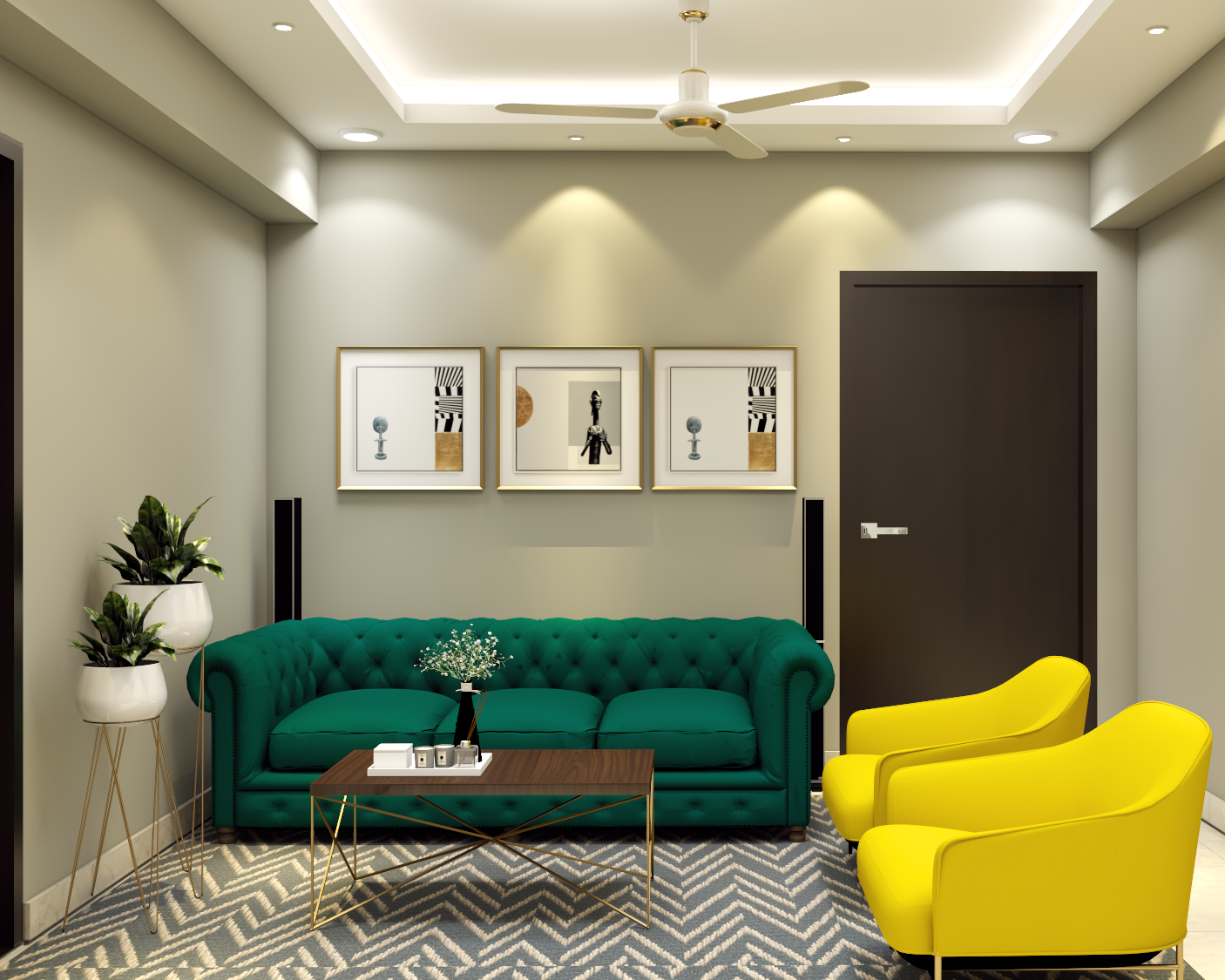 Contemporary Compact Low Maintenance Living Room Design | Livspace