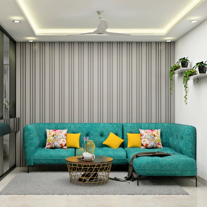 Spacious Rectangular Ceiling Design With Recessed Lights | Livspace