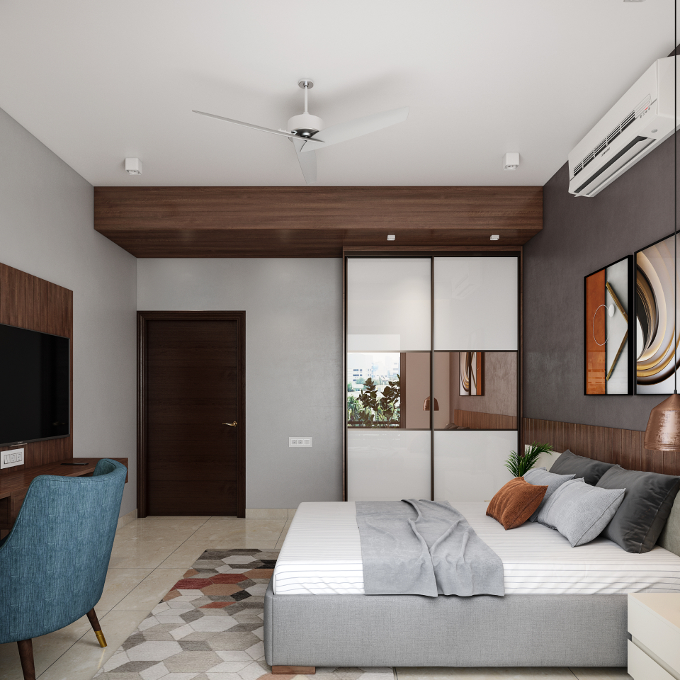 Single-Layered Ceiling Design With Surface-Mounted Spot Lights | Livspace