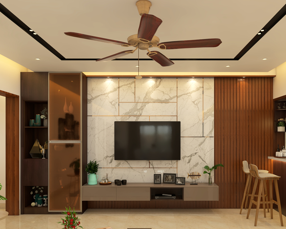 Single-Layered Rectangular False Ceiling Design | Livspace