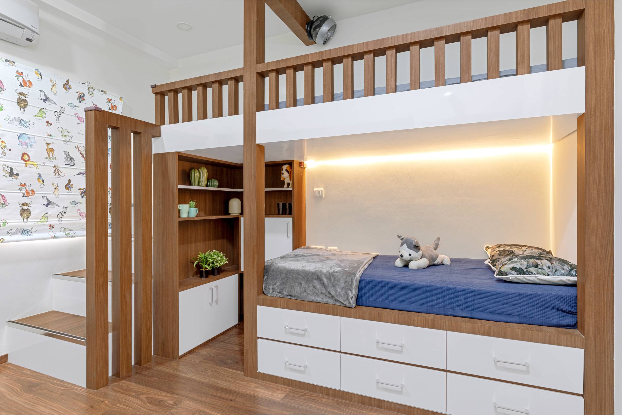 Kids' Room With A Two-Sharing Bed With Inbuilt Storage | Livspace