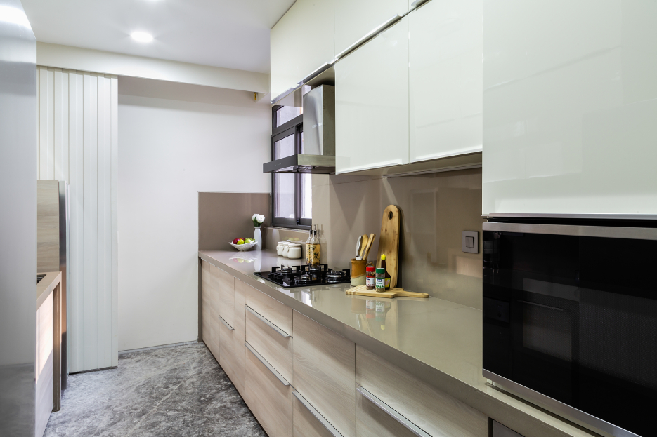 Parallel Kitchen Design With Loft Storgae | Livspace